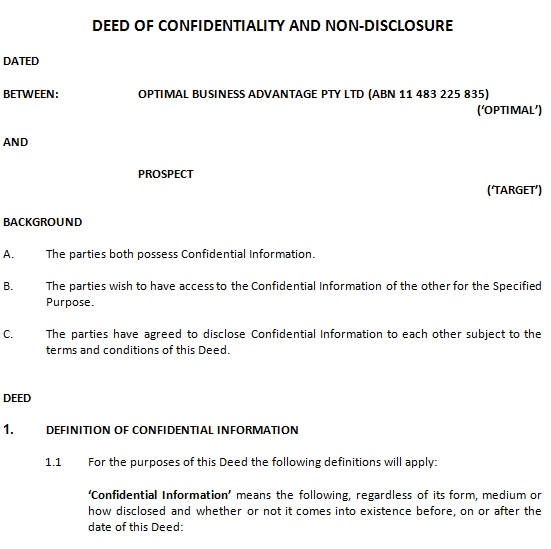 NDA Minimum Requirements | Optimal Advisory